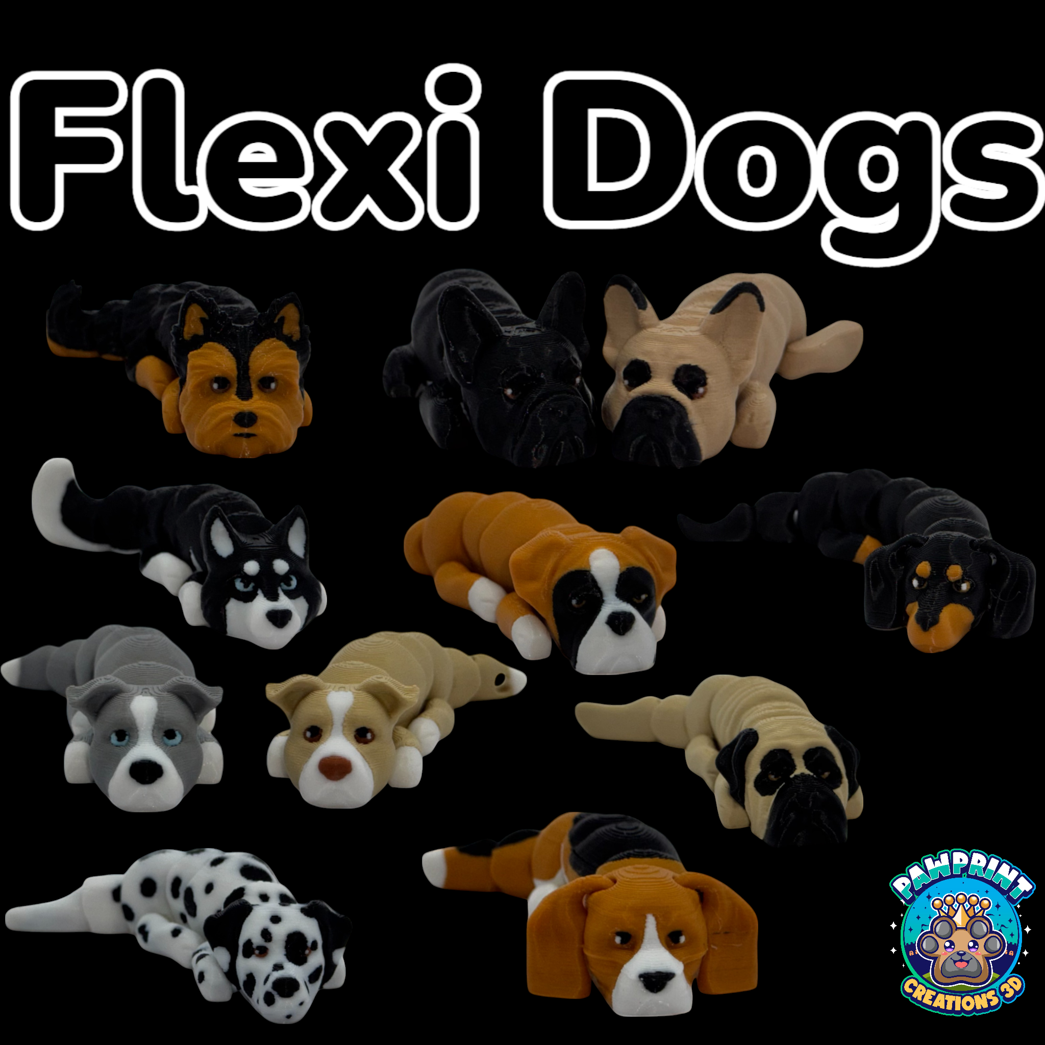 Flexi Dog Fidgets – PawPrint Creations 3D